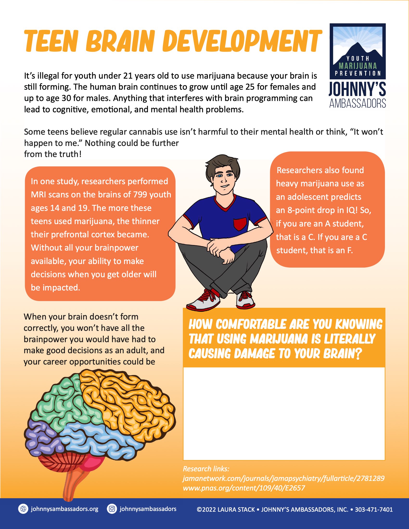 Youth THC Prevention - Printable Sheets • Johnny's Ambassadors